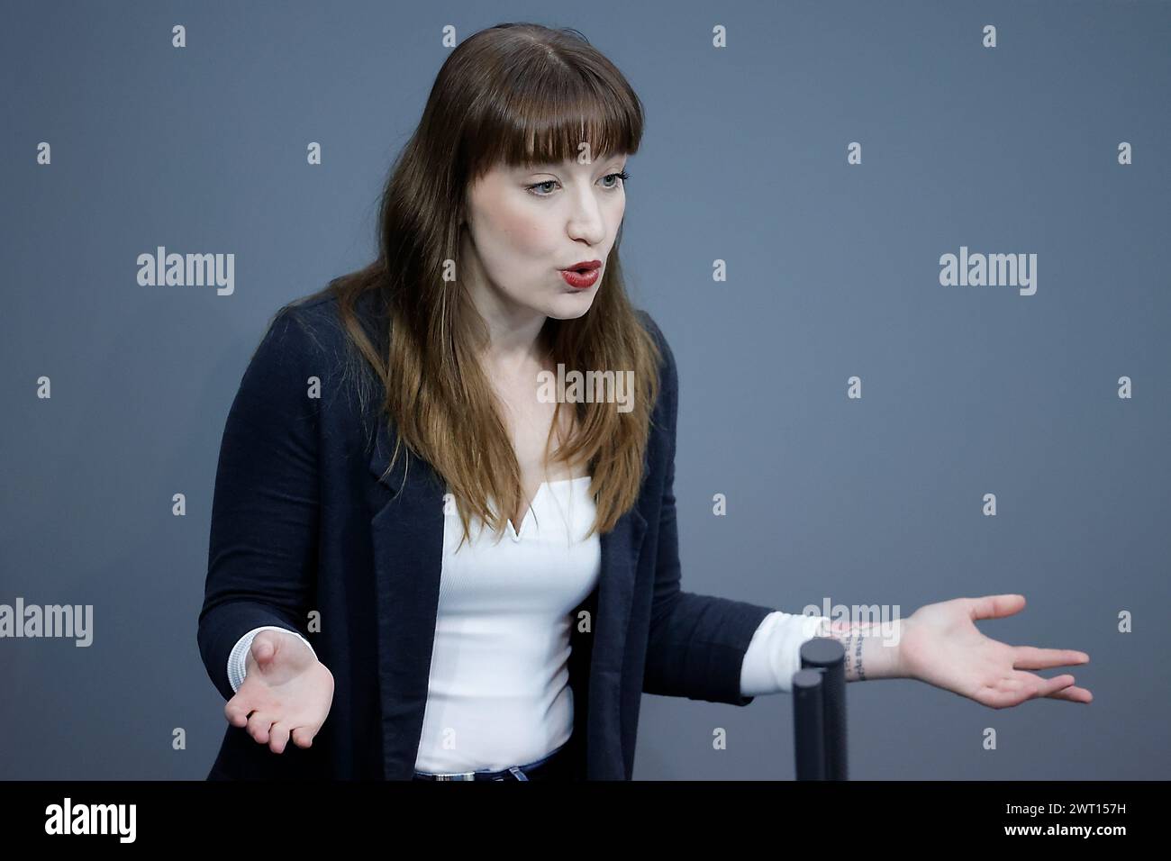 Berlin, Germany. 15th Mar, 2024. Heidi Reichinnek (Die Linke) speaks ...