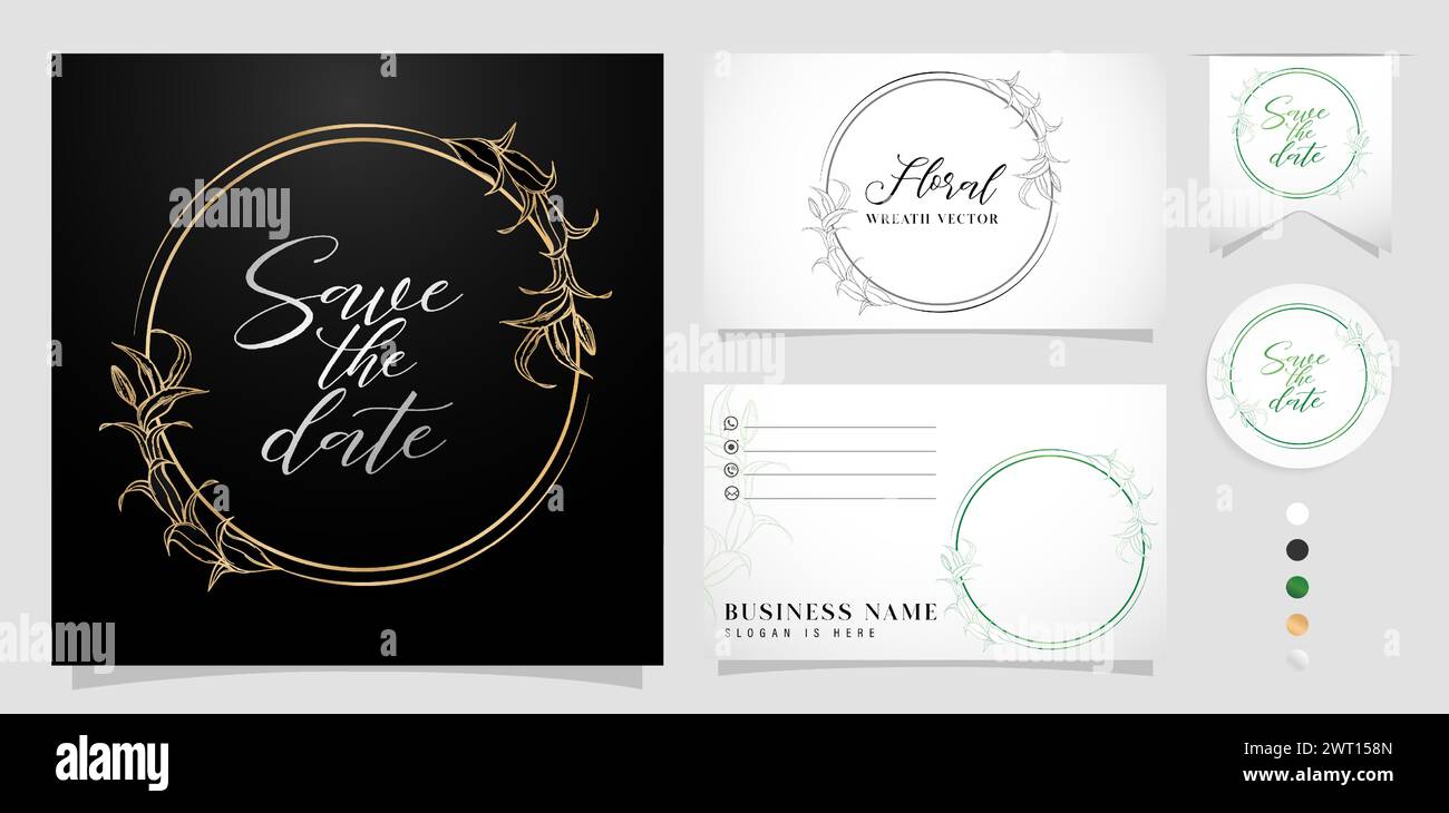 circle or ellipse floral leaf wreath vector isolated background ...