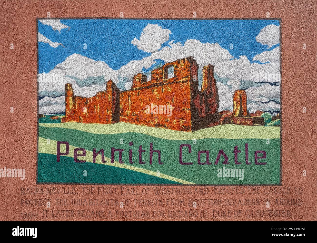 An Urban Mural advertising Penrith Castle in the Eden Valley ...