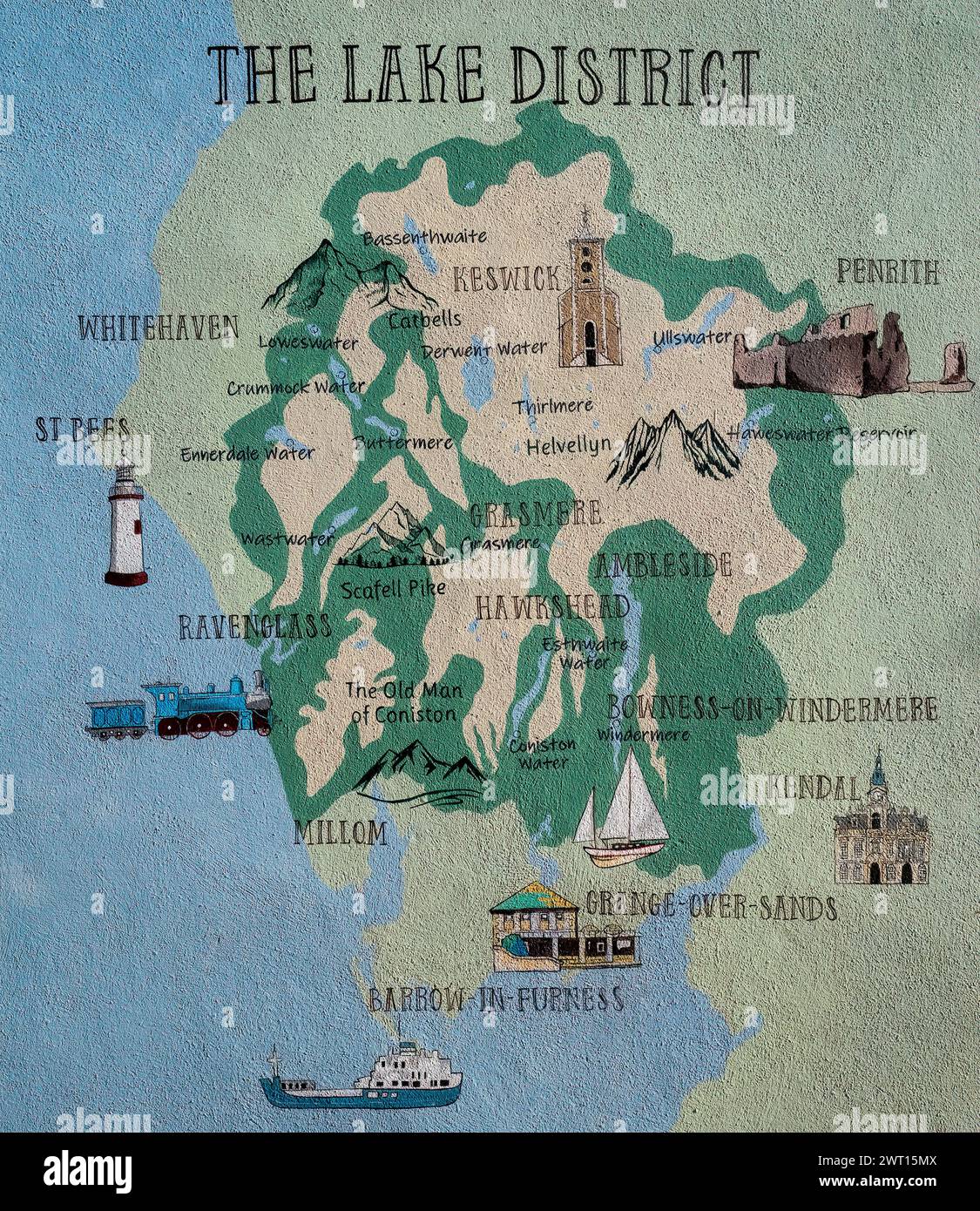 Map of lake district hi-res stock photography and images - Alamy