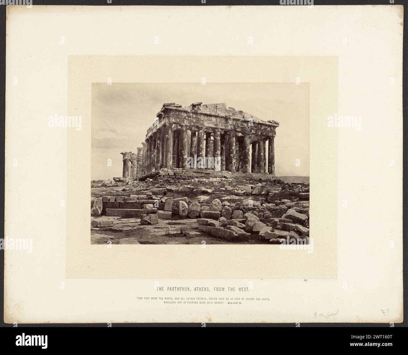 The Parthenon, Athens, From the West. Frank Mason Good, photographer ...