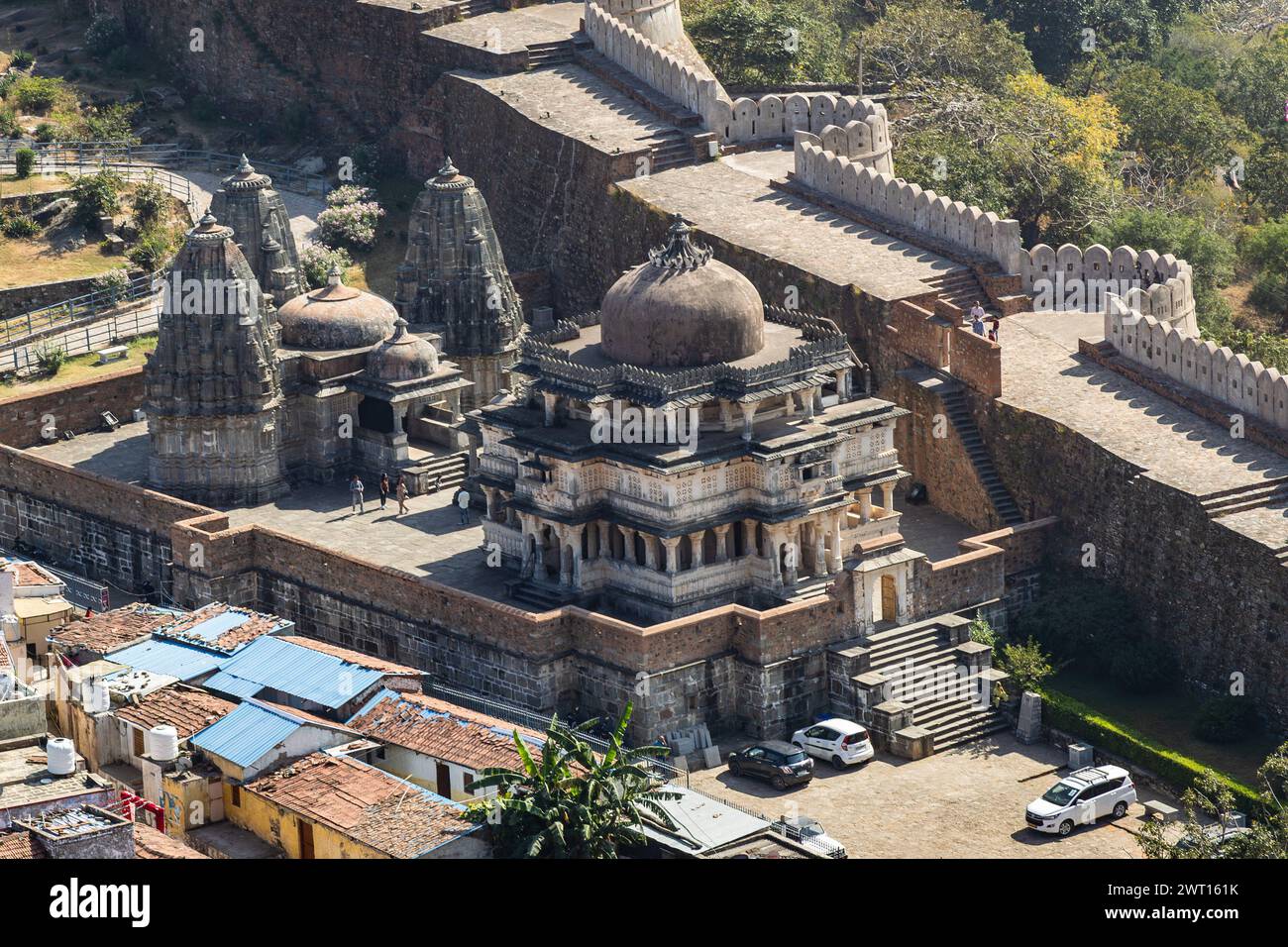 ancient unique architecture temple bird eye view at morning from flat ...