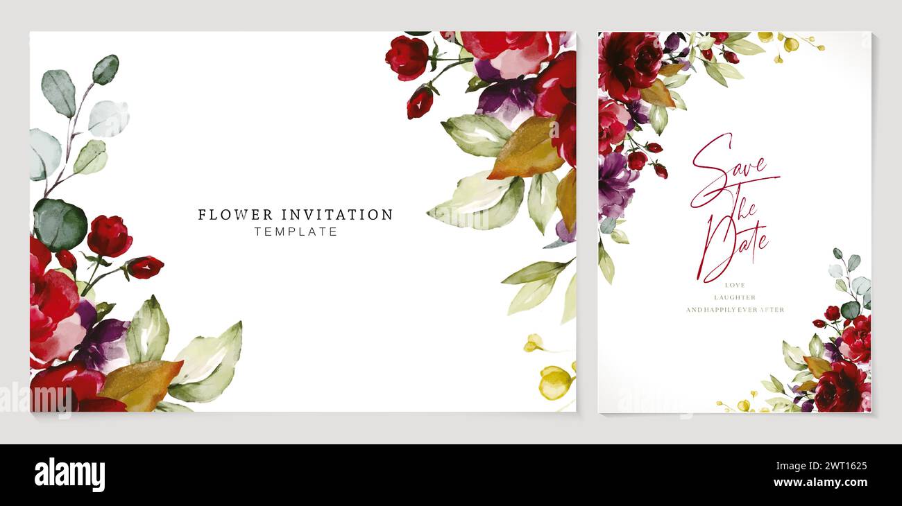 Burgundy floral wedding invitation template | Beachweddingtips.com