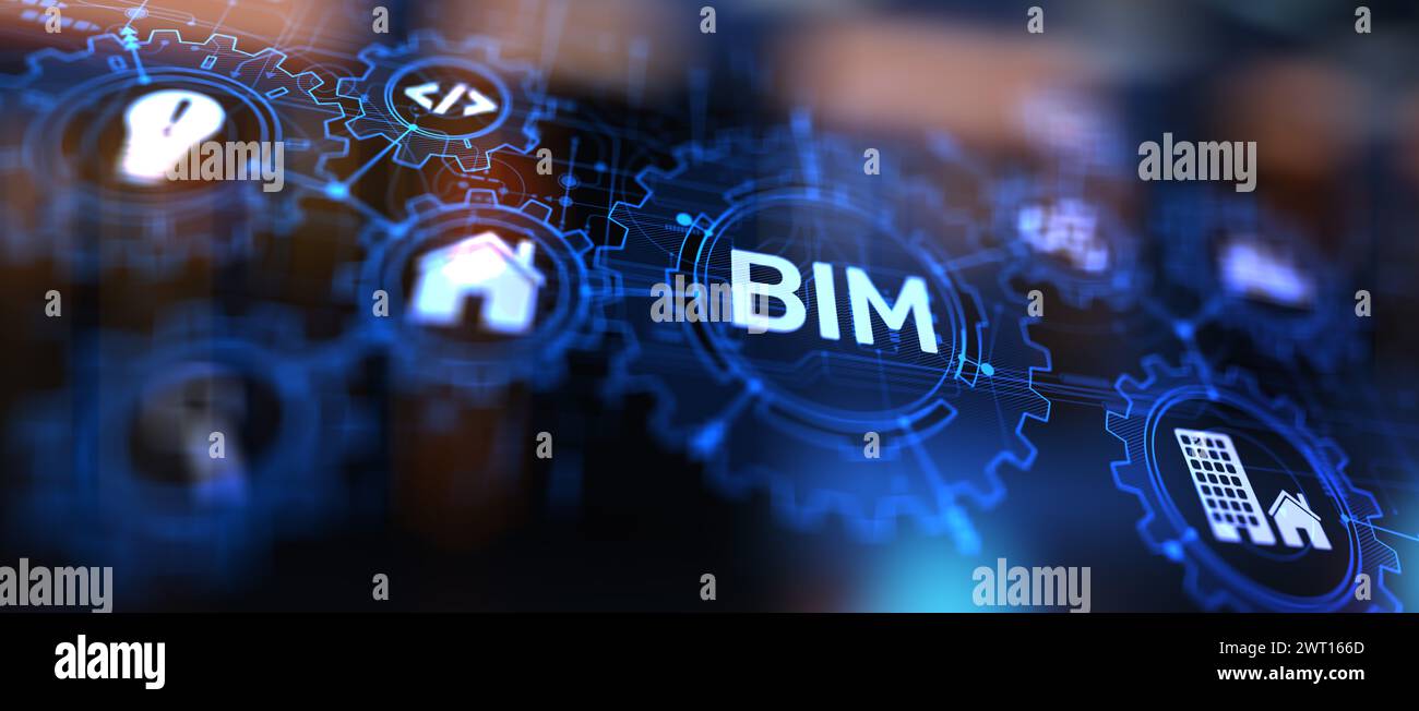 BIM Building Information Modeling Technology concept on virtual screen ...