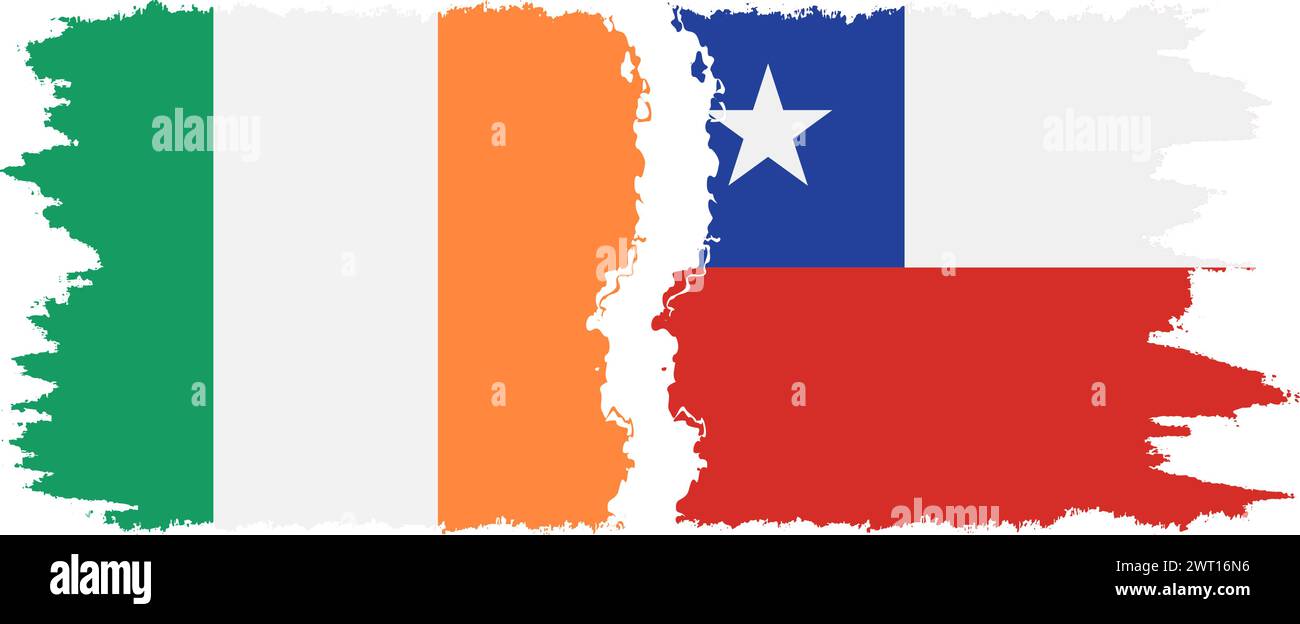 Chile and Ireland grunge flags connection, vector Stock Vector Image ...