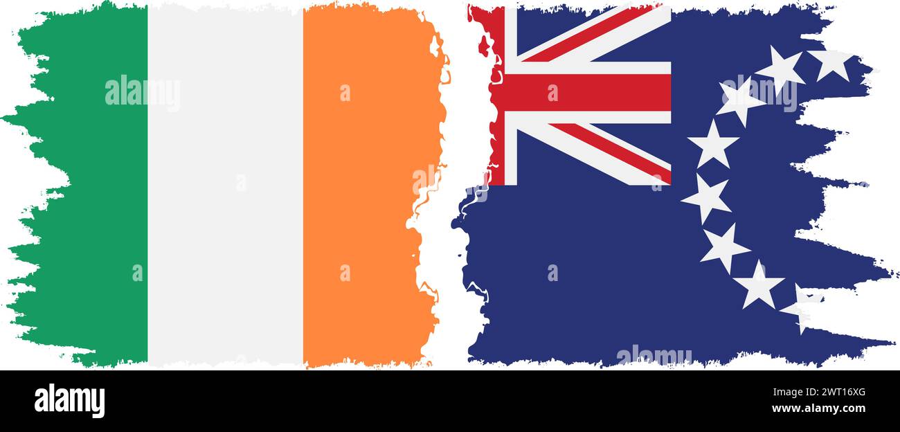 Cook Islands and Ireland grunge flags connection, vector Stock Vector ...
