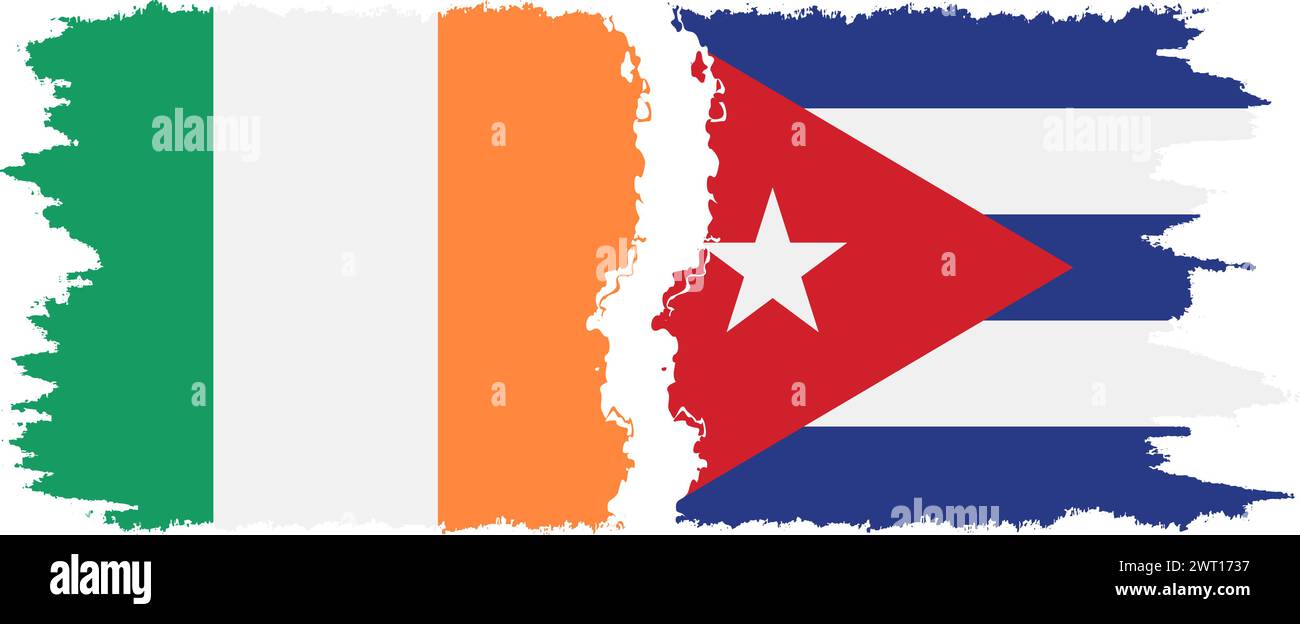 Cuba and Ireland grunge flags connection, vector Stock Vector Image ...
