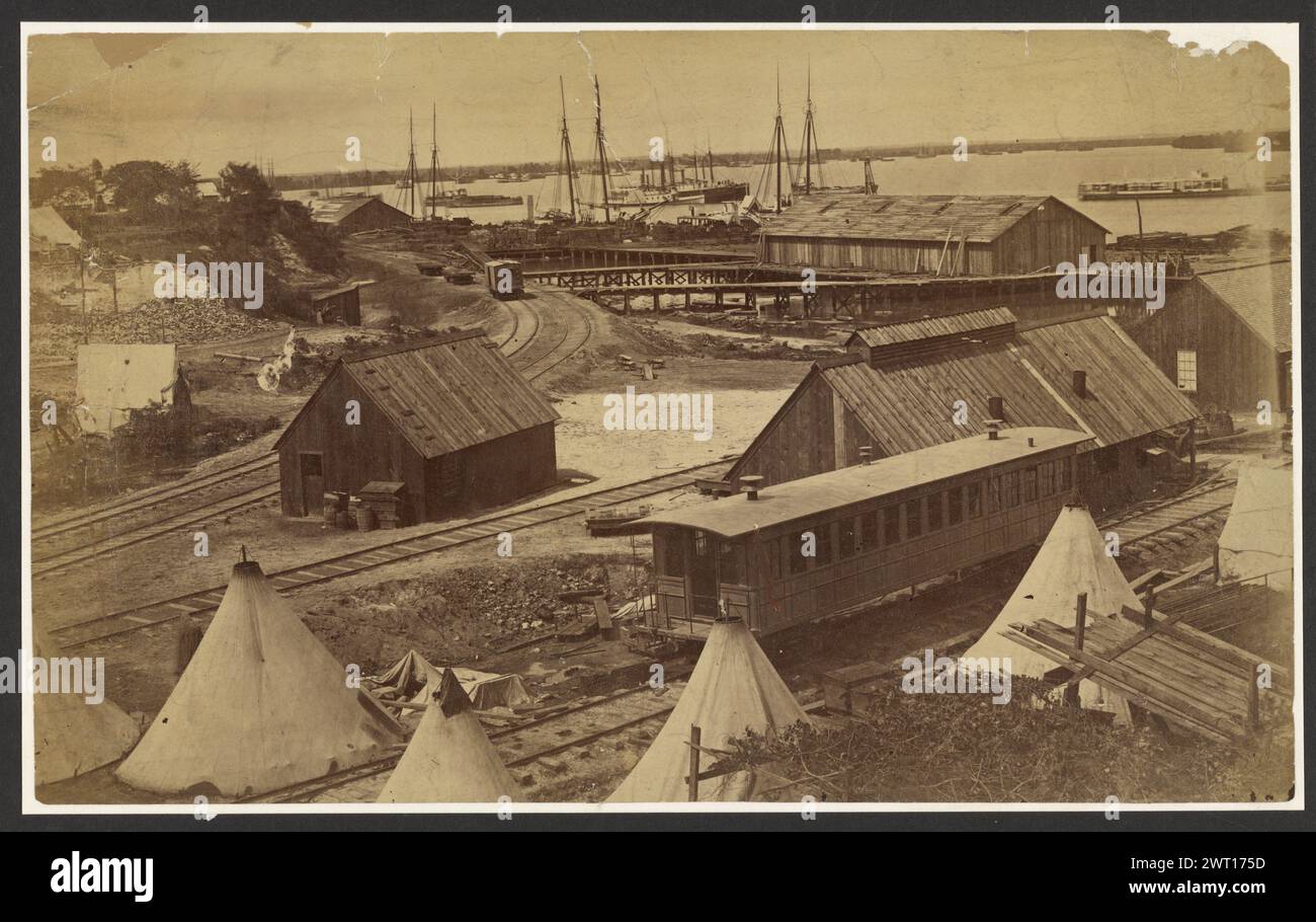 Depot Buildings and wharves of City Point Railroad. A.J. Russell ...
