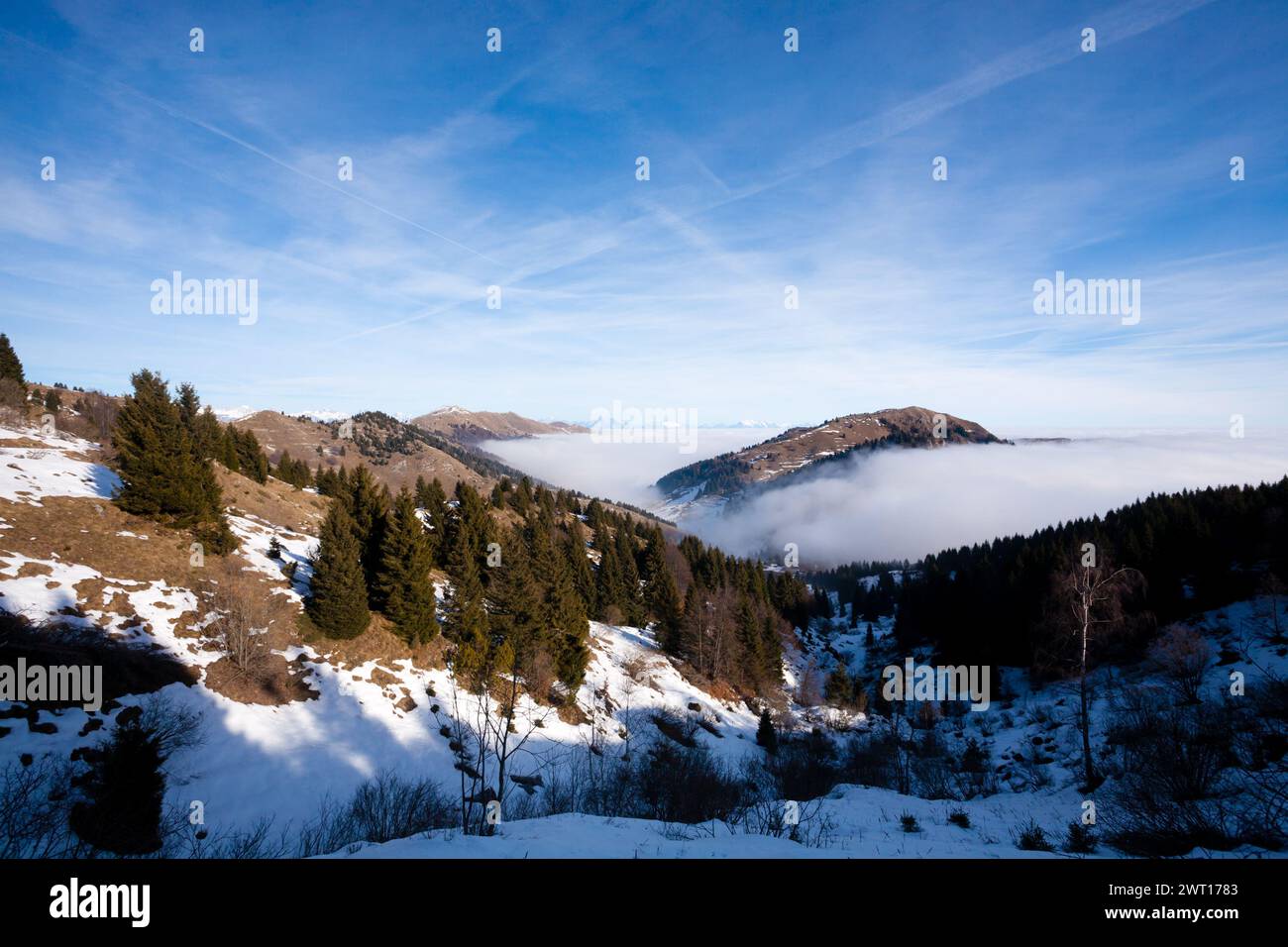 Italian Alps winter landscape with snow, Grappa mount Stock Photo - Alamy