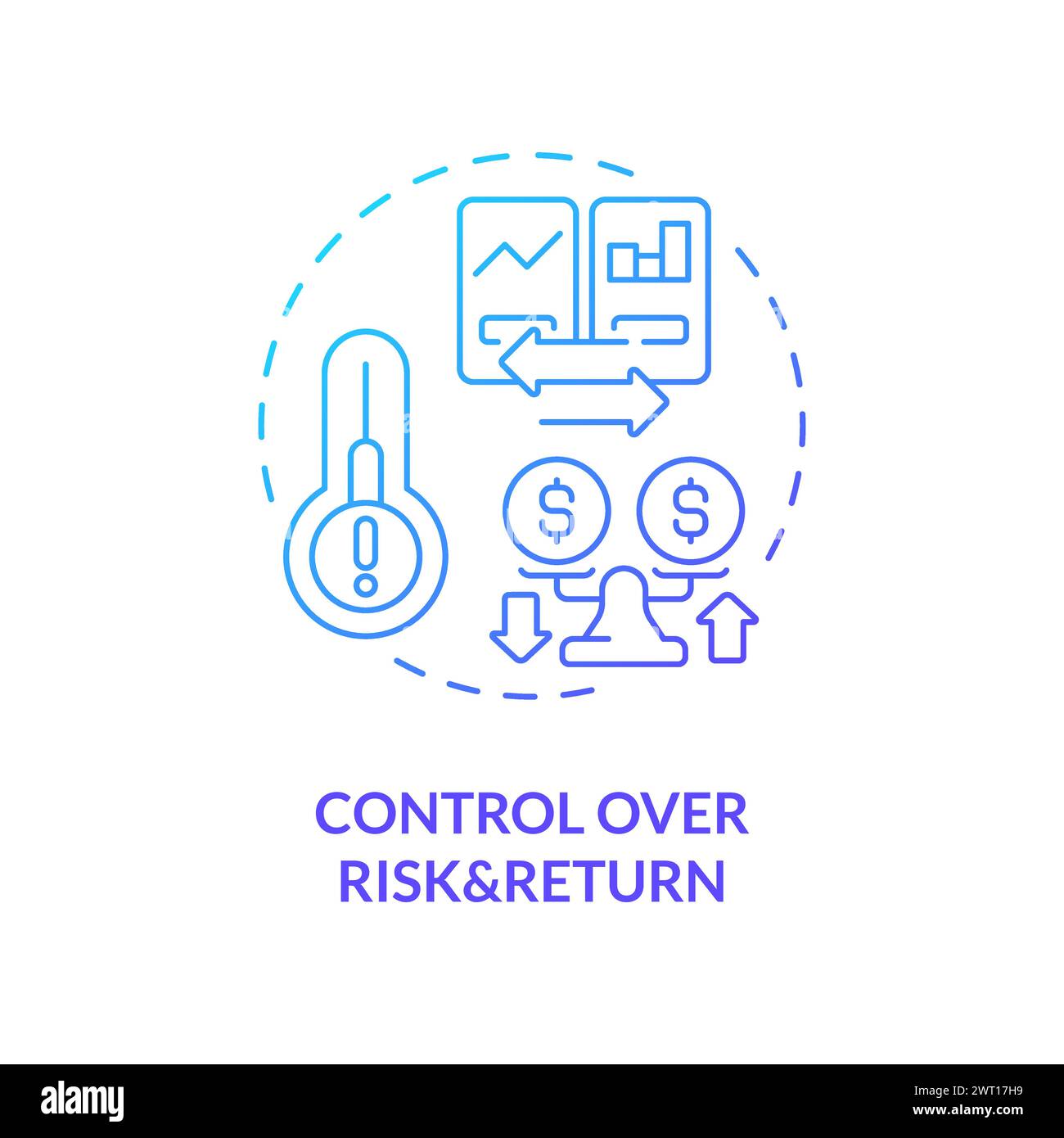 Control over risk and return blue gradient concept icon Stock Vector ...