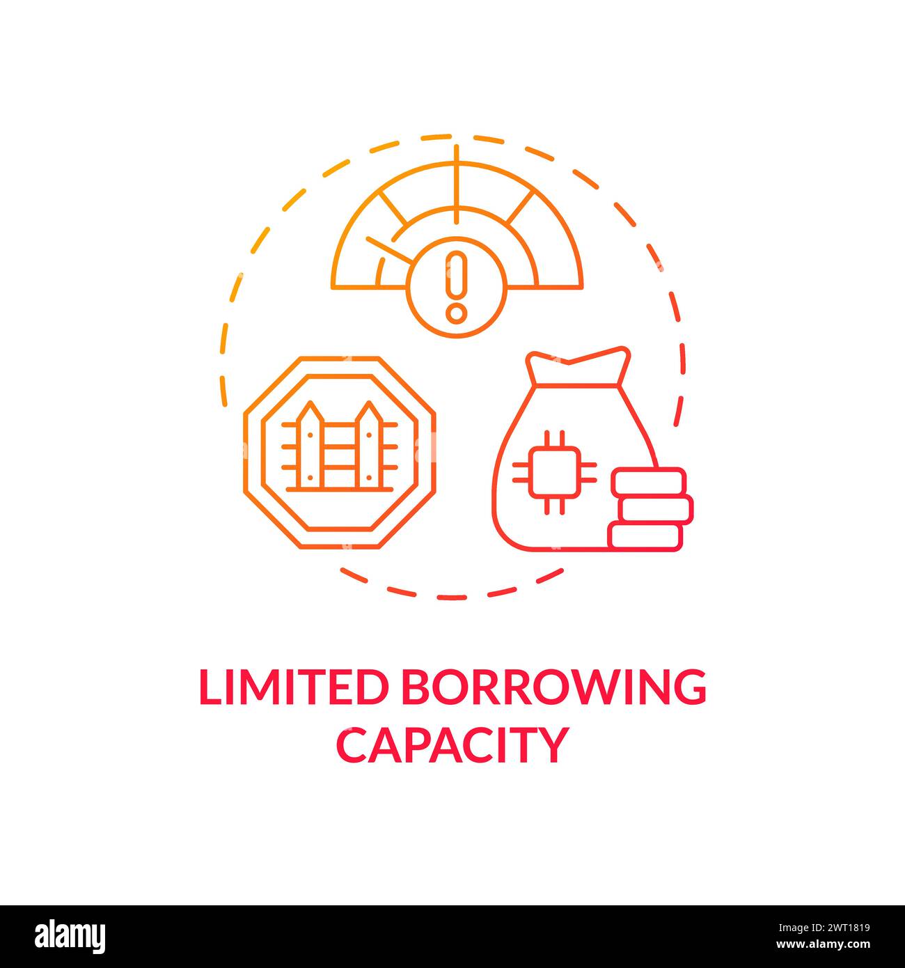 Limited borrowing capacity red gradient concept icon Stock Vector Image ...