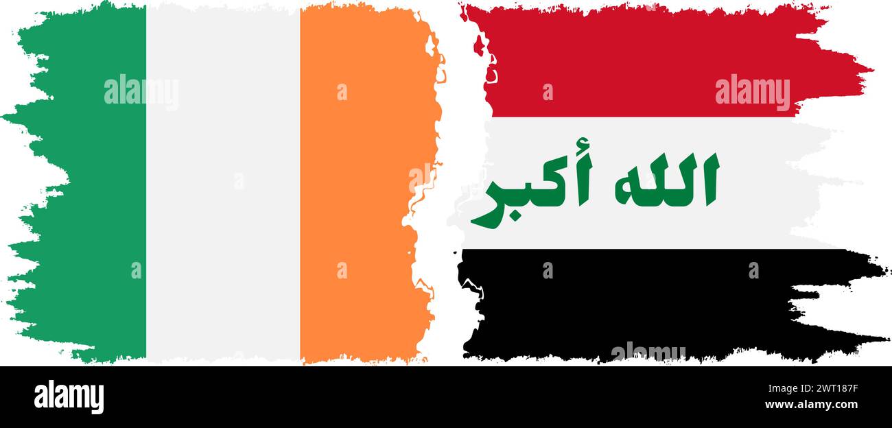 Iraq and Ireland grunge flags connection, vector Stock Vector Image ...