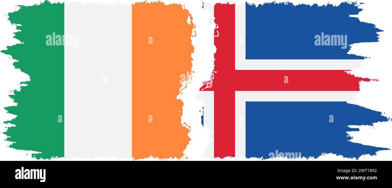 Iceland and Ireland grunge flags connection, vector Stock Vector Image ...