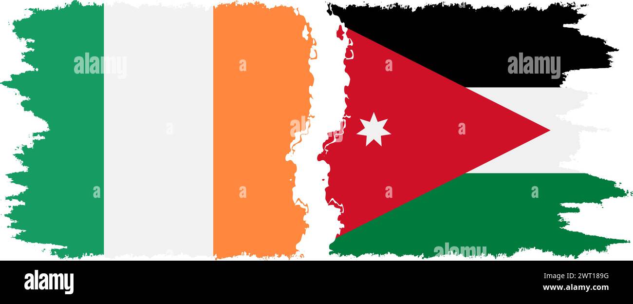 Jordan and Ireland grunge flags connection, vector Stock Vector Image ...