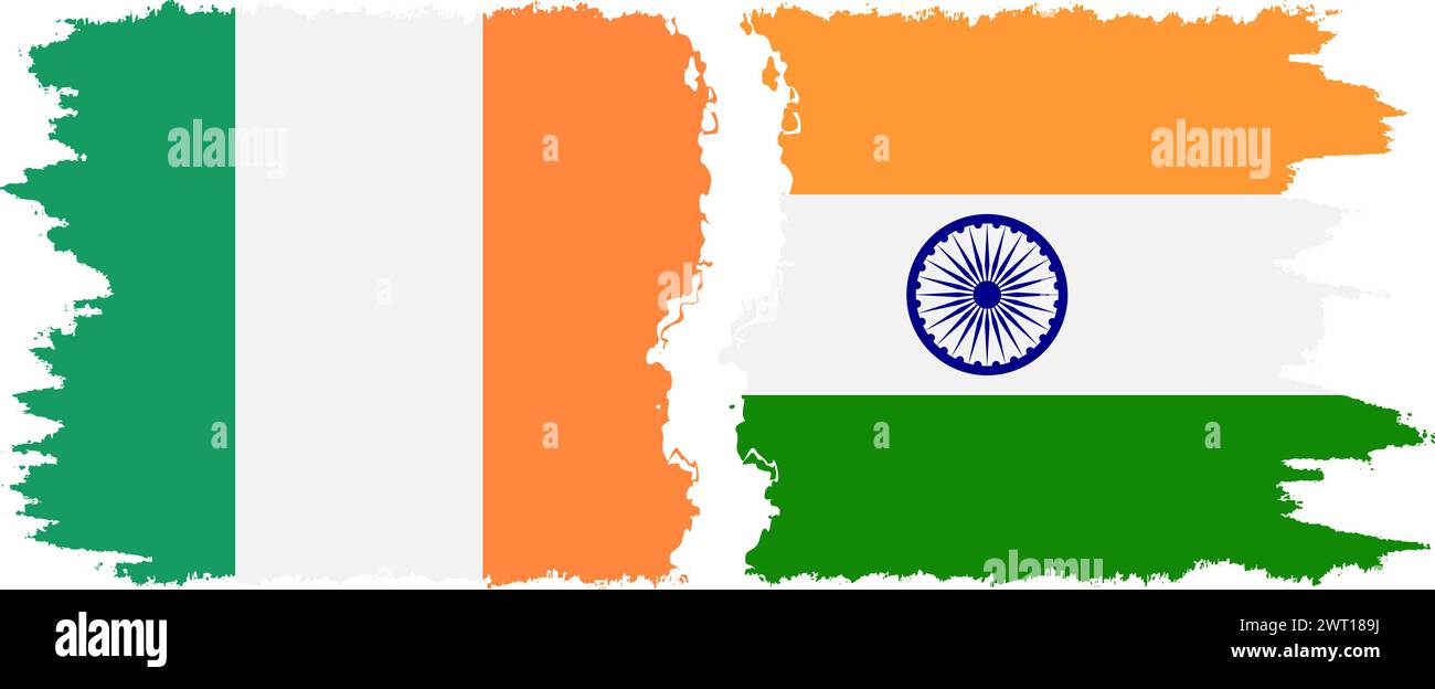 India and Ireland grunge flags connection, vector Stock Vector Image ...
