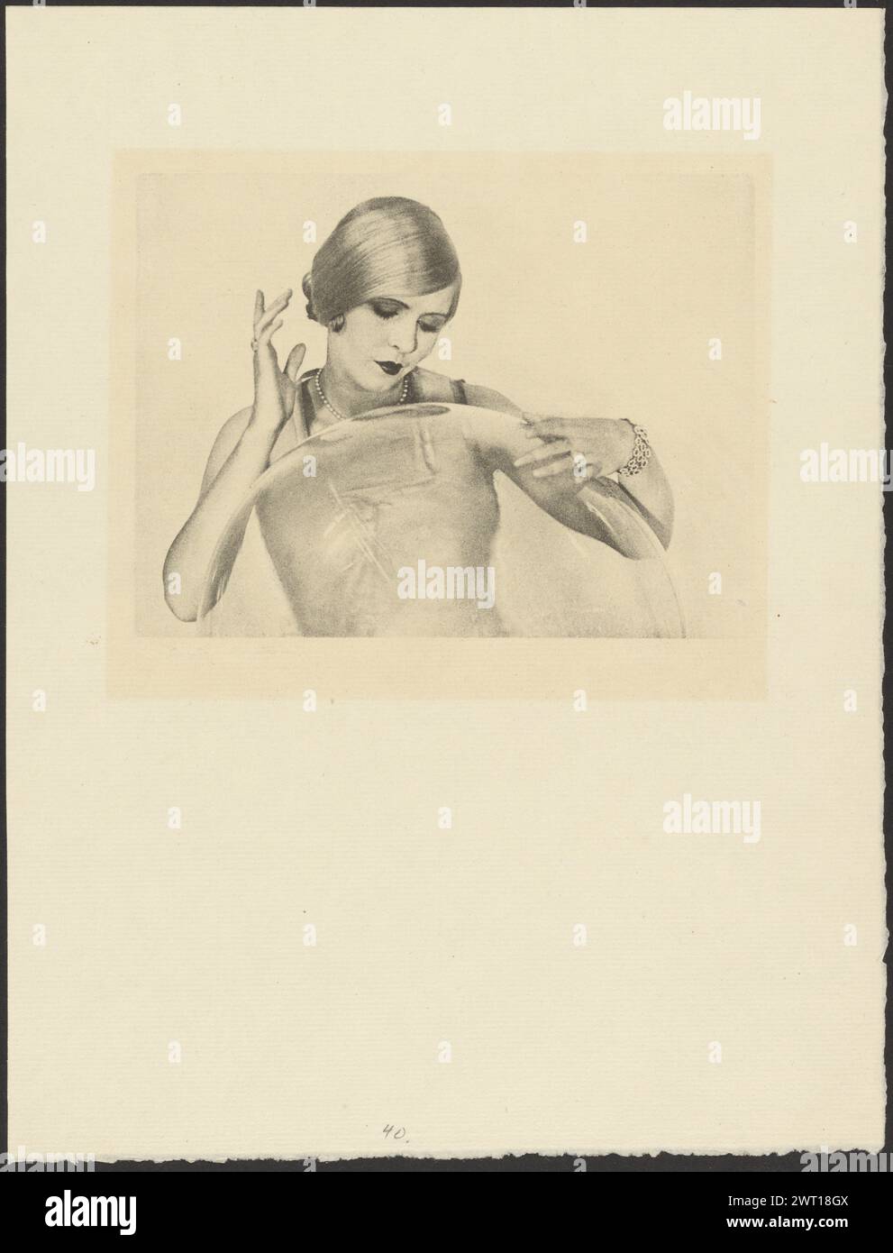 Woman Touching Large Glass Ball. Arthur F. Kales, photographer ...