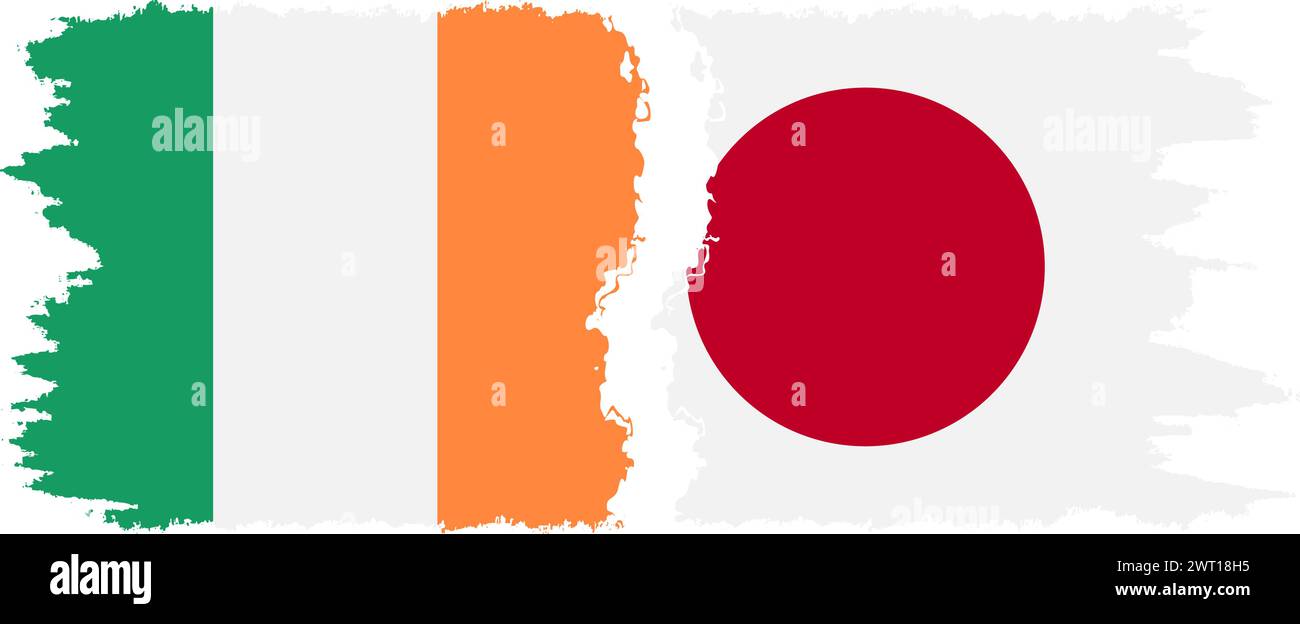 Japan and Ireland grunge flags connection, vector Stock Vector Image ...