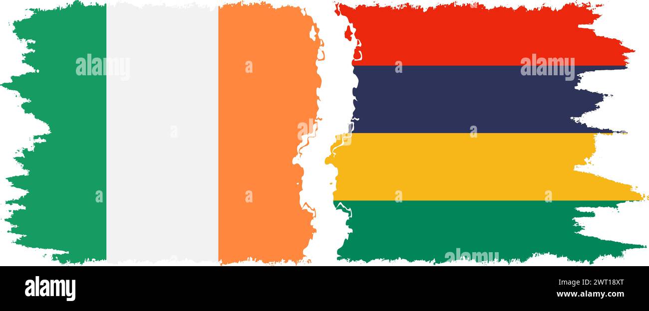 Mauritius and Ireland grunge flags connection, vector Stock Vector ...