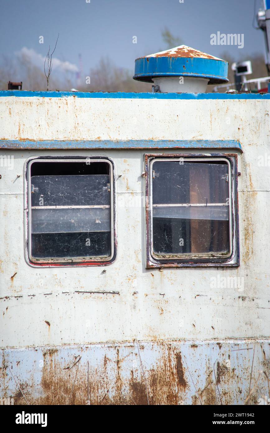 Old river vessels rust on dock repair shop Stock Photo - Alamy