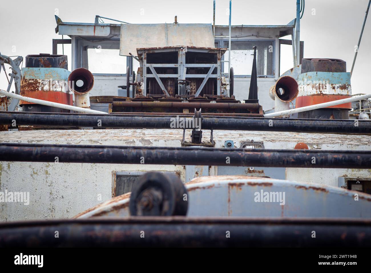 Old river vessels rust on dock repair shop Stock Photo - Alamy