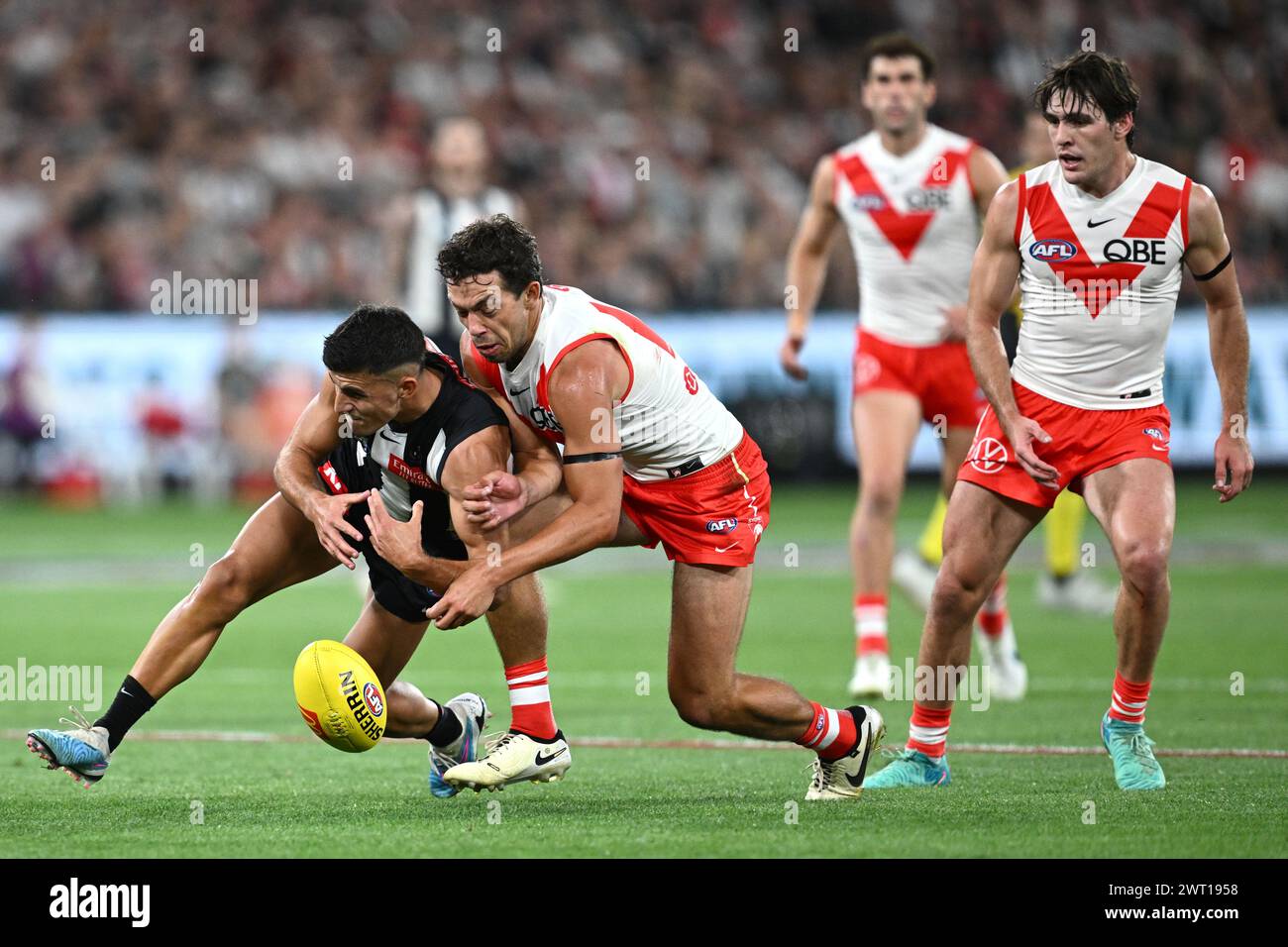 Melbourne, Australia. 15th Mar, 2024. Oliver Florent of the Swans ...
