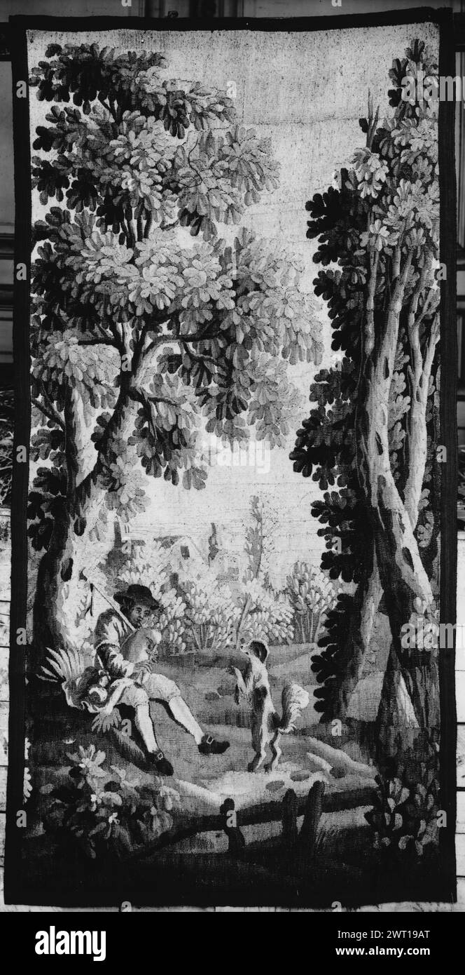 Landscape with dog dancing to a bagpiper. Boucher, François (French ...