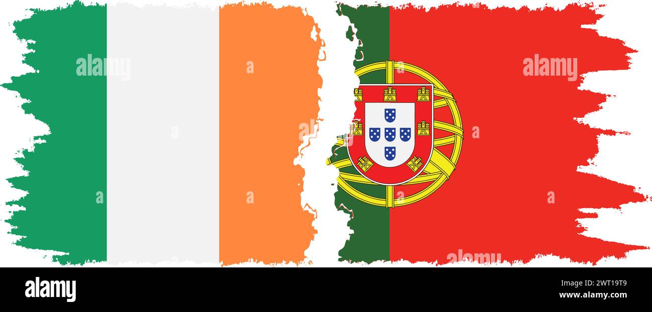 Portugal and Ireland grunge flags connection, vector Stock Vector Image ...