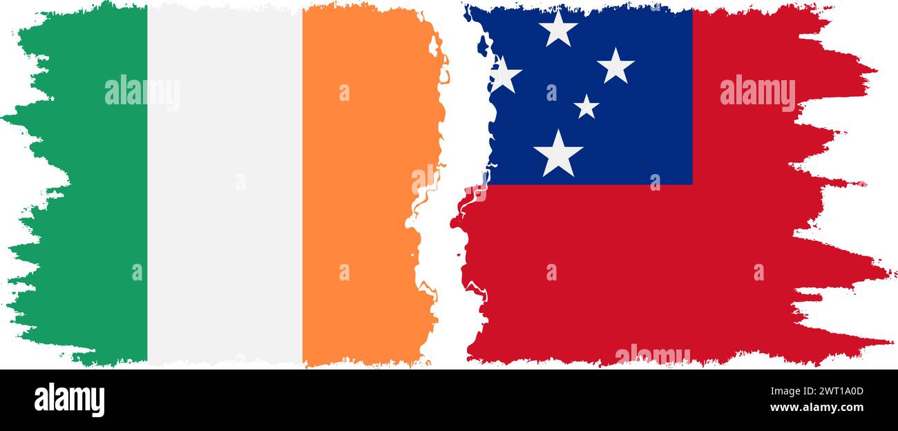 Independent State and Ireland grunge flags connection, vector Stock ...