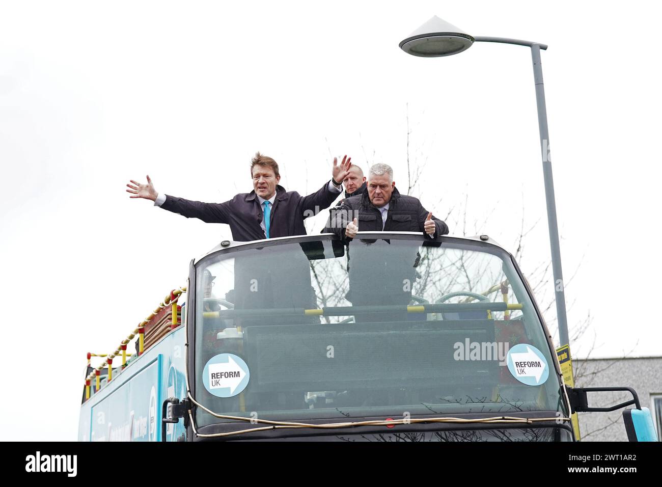 Reform UK leader Richard Tice (left) joins newly-defected former Conservative deputy chairman ...