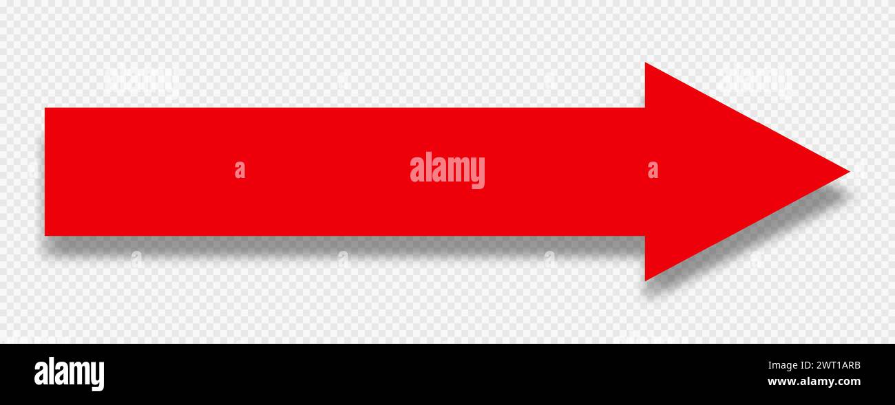 A red arrow with a shadow on a transparent background indicates the ...
