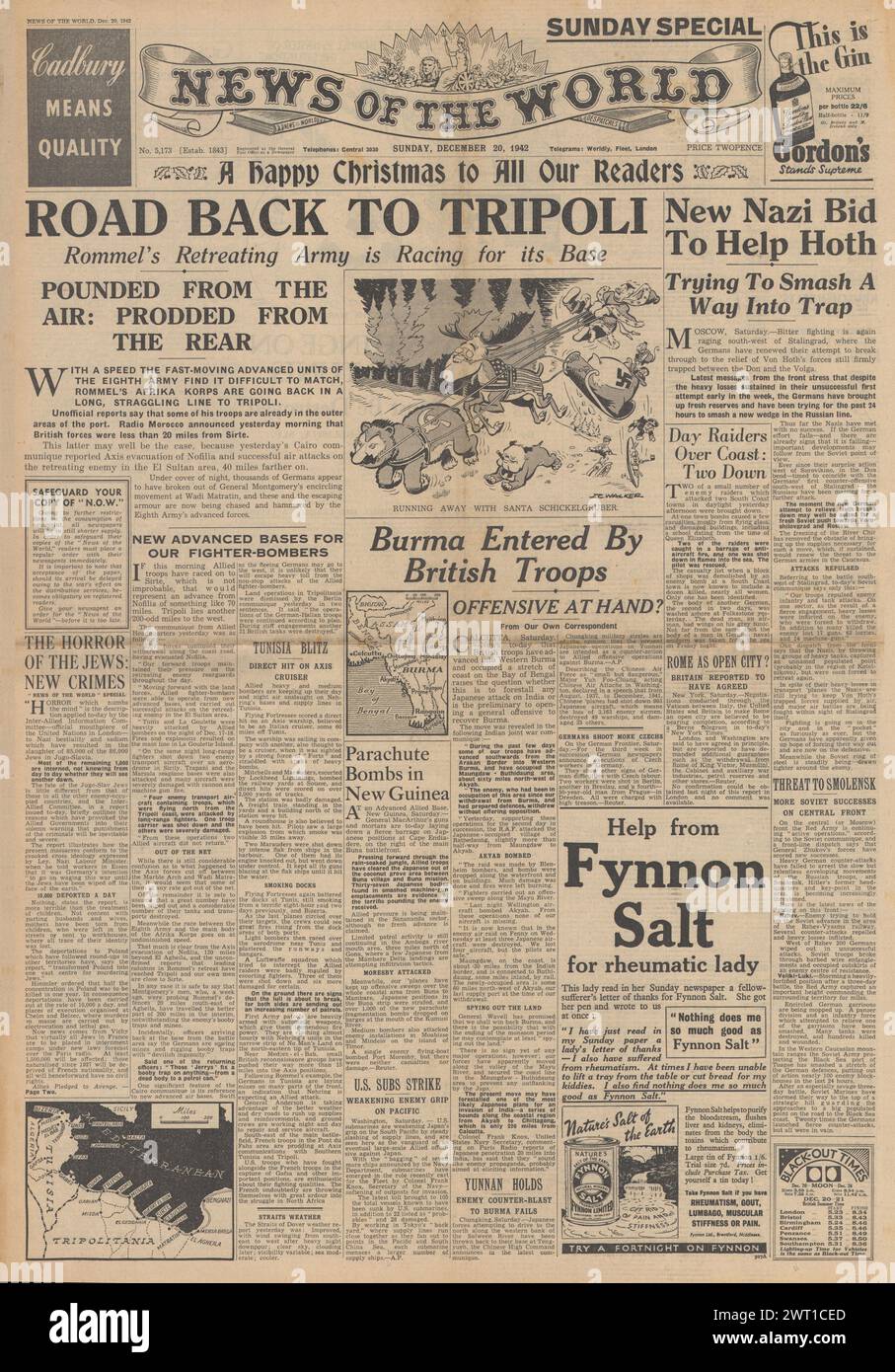 1942 News Of The World front page reporting Battle for North Africa ...