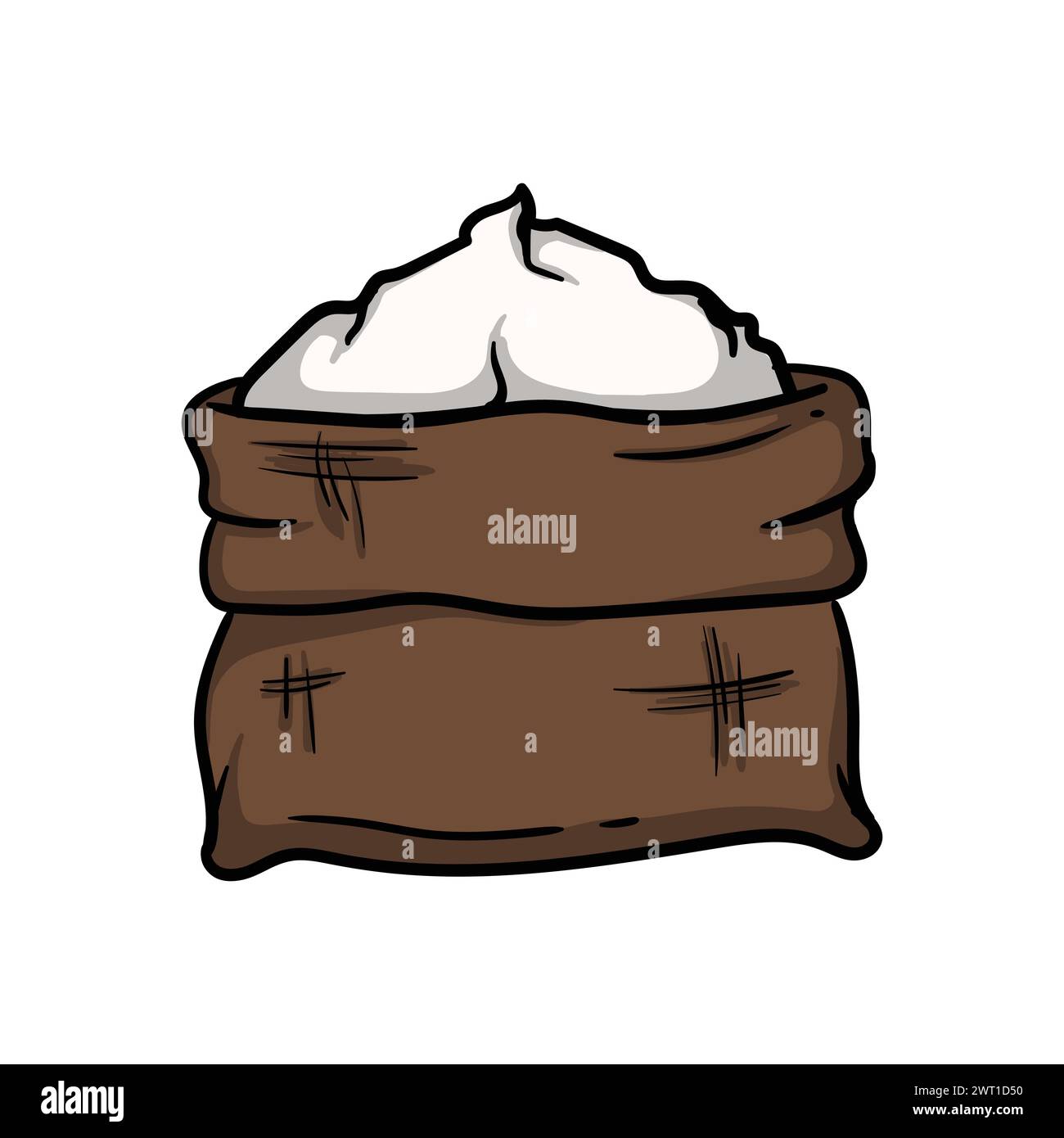 A bag of flour. Bright vector hand drawing illustration isolated on ...