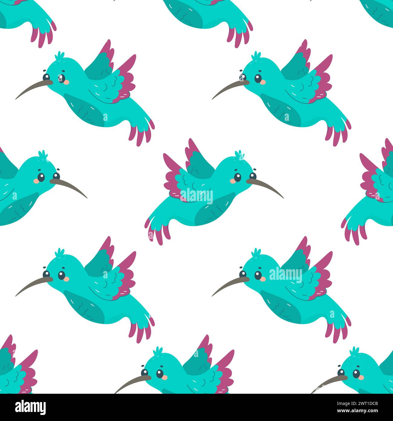Seamless pattern with hummingbird , on white background, children's ...