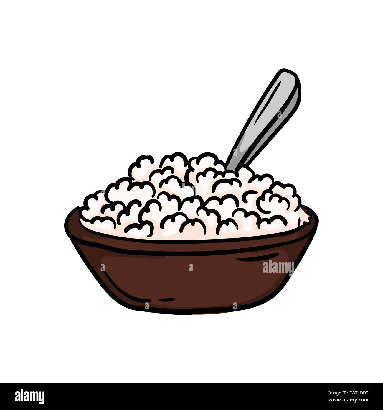 Plate with cottage cheese. Bright vector hand drawing illustration ...