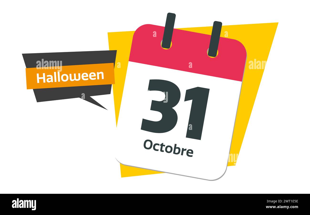 French Halloween Day - French 31 October calendar date design Stock ...