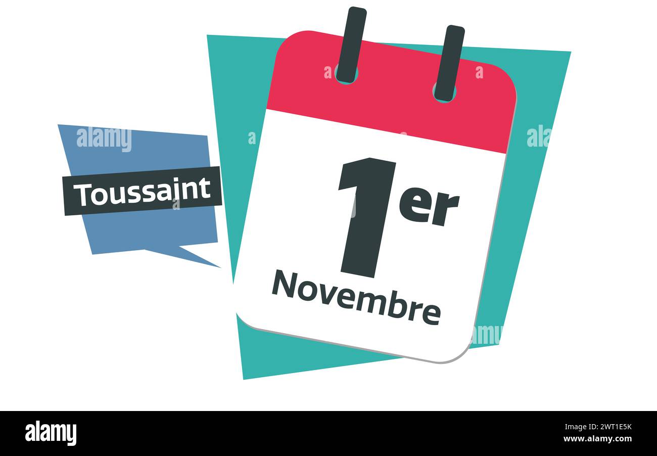 French All Saints Day - French 1st November calendar date design Stock ...