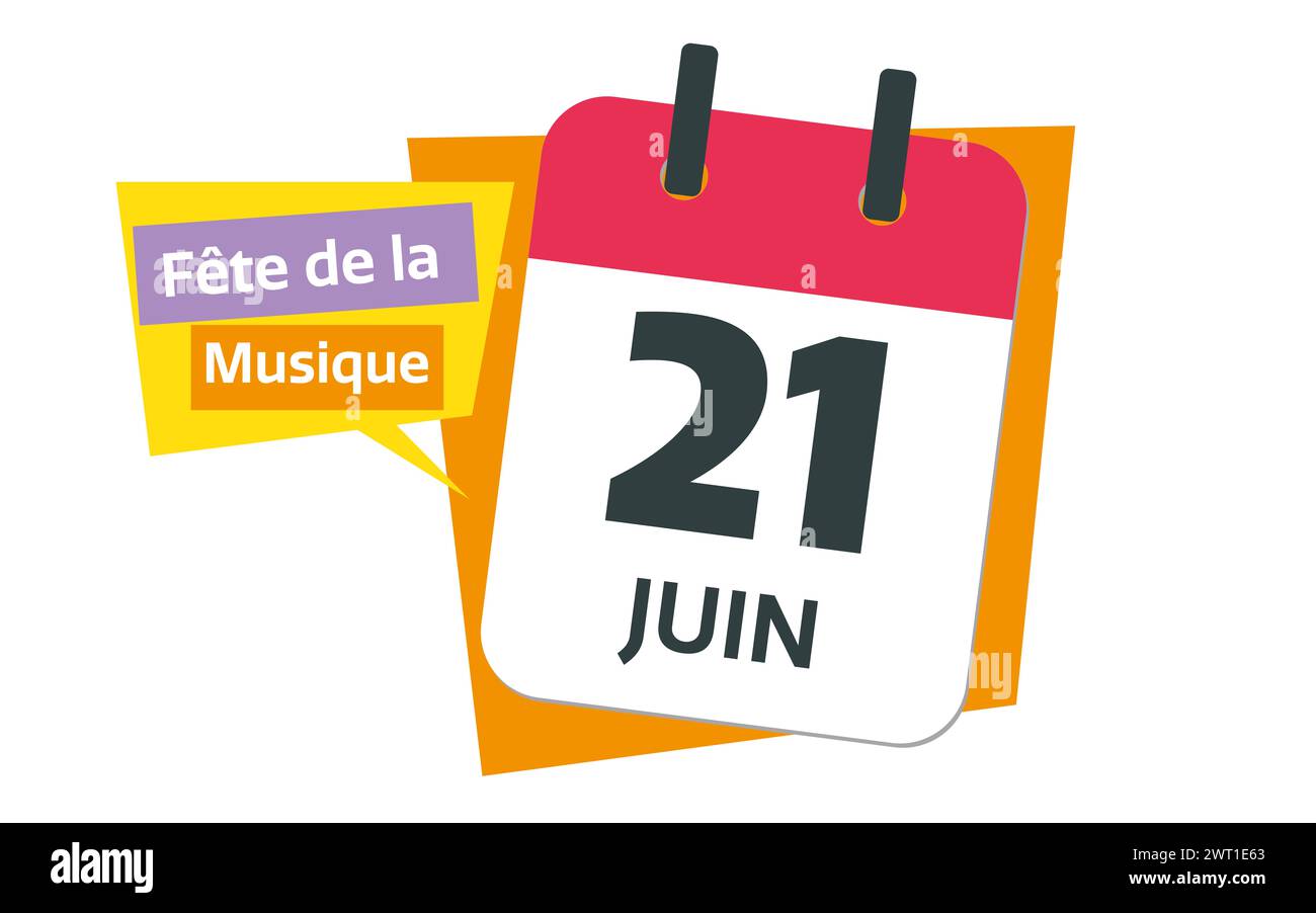 French World Music Day - French 21 June calendar date design Stock ...