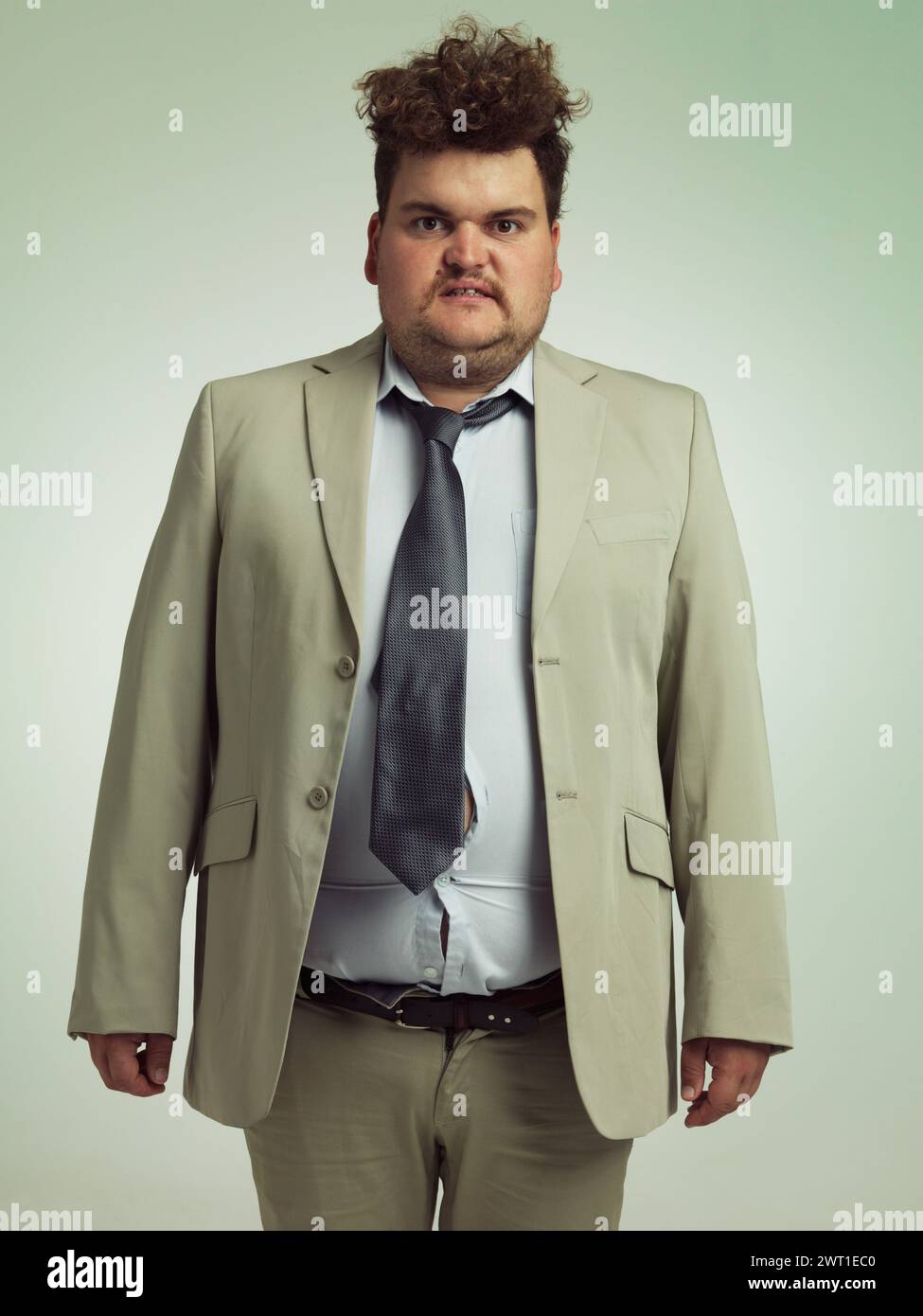 Plus size, portrait and man with stomach, shirt and professional ...