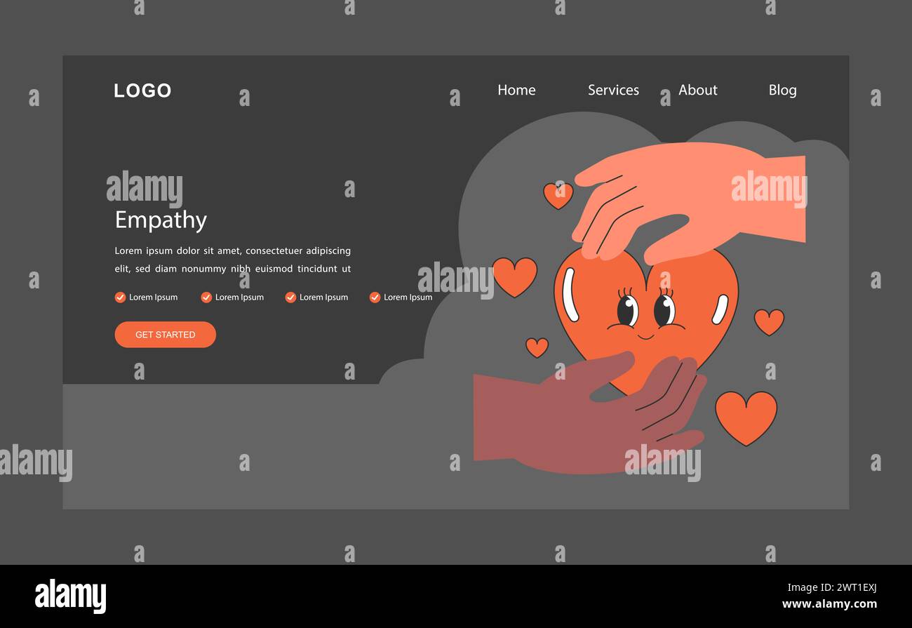 Empathy web banner or landing page dark or night mode. Deep ...