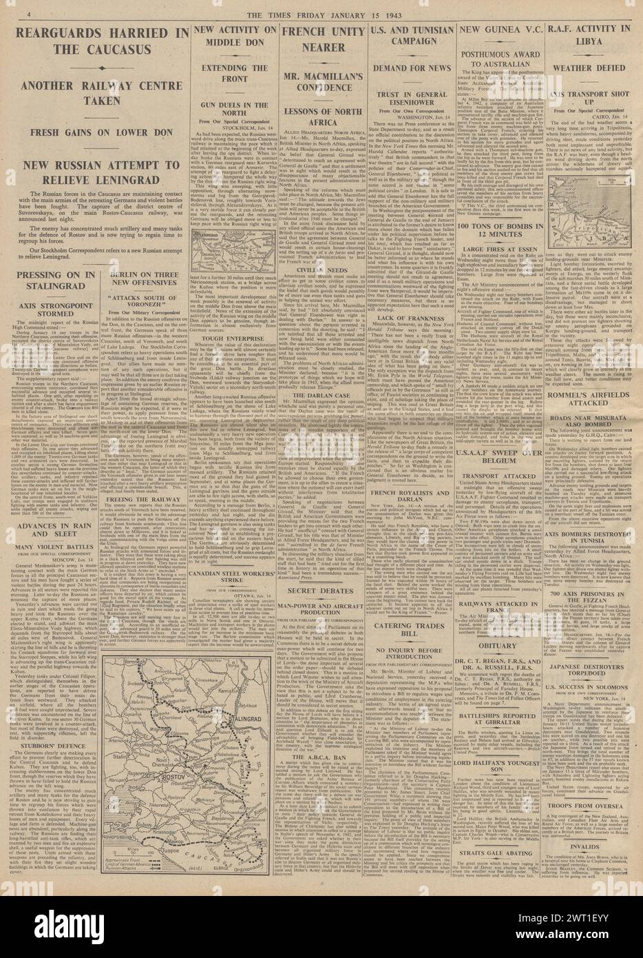 1943 The Times reporting Battle of North Africa, Red Army advance on ...