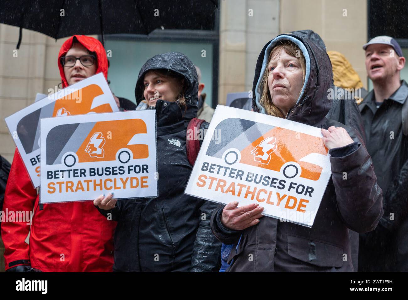 Glasgow, Scotland, UK. 15 March 2024. Campaigners from “Better buses ...