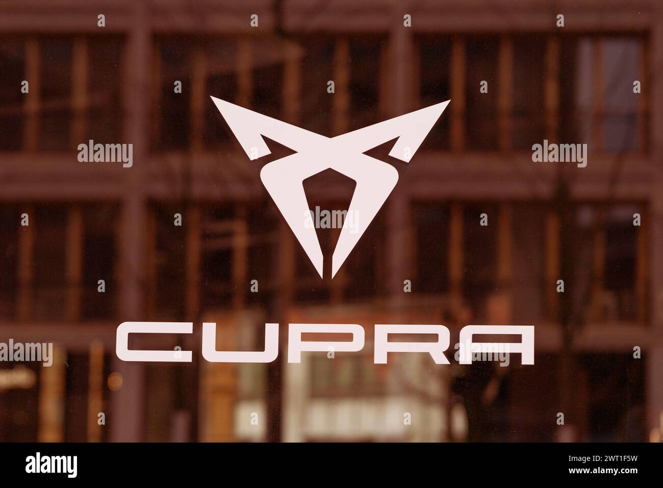 advertising logo CUPRA on facade City Garage in BERLIN, technology of ...