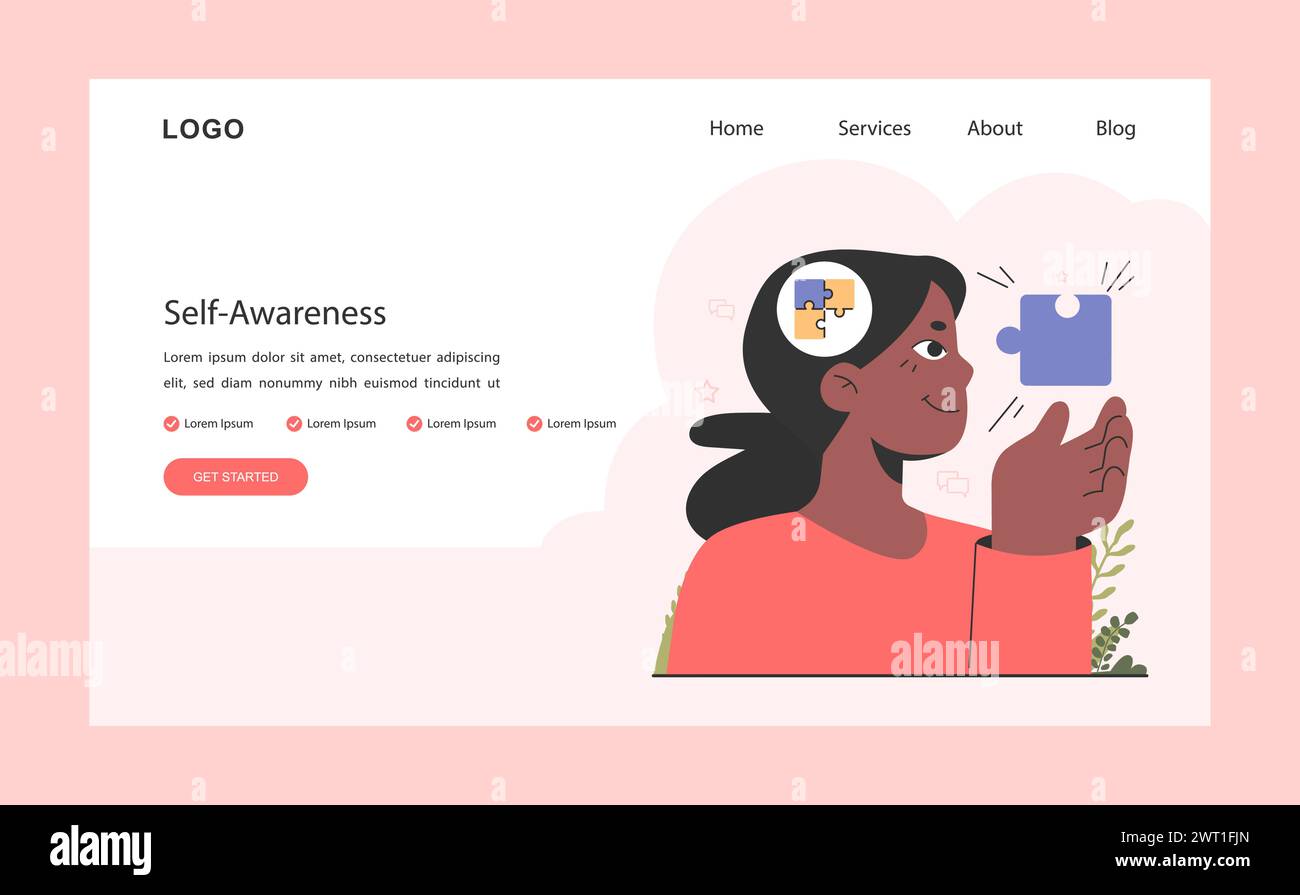 Self-awareness web banner or landing page. Mindfulness and balance. EQ ...