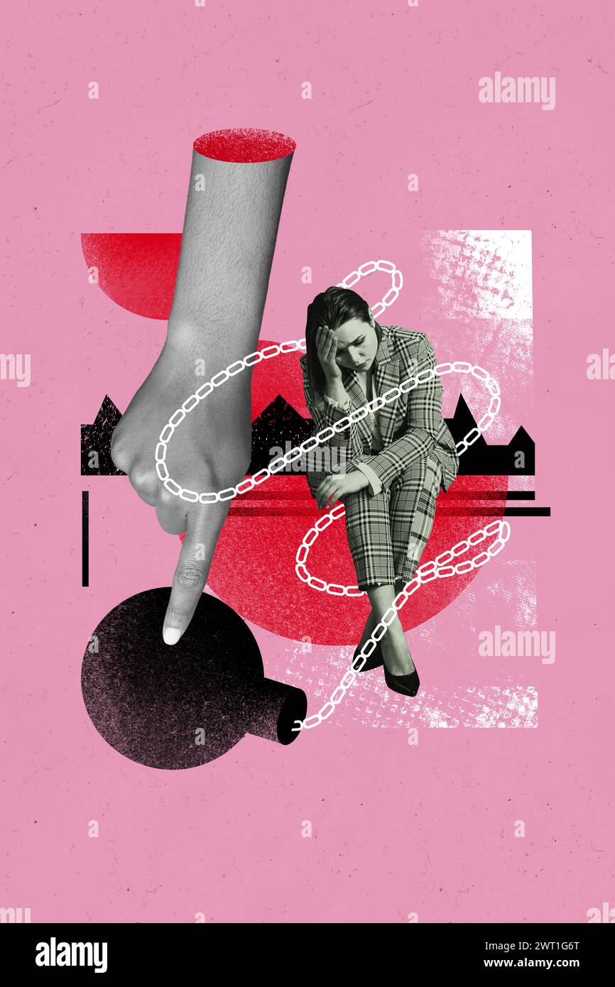 Collage artwork image of sad depressed woman suffering problem ...