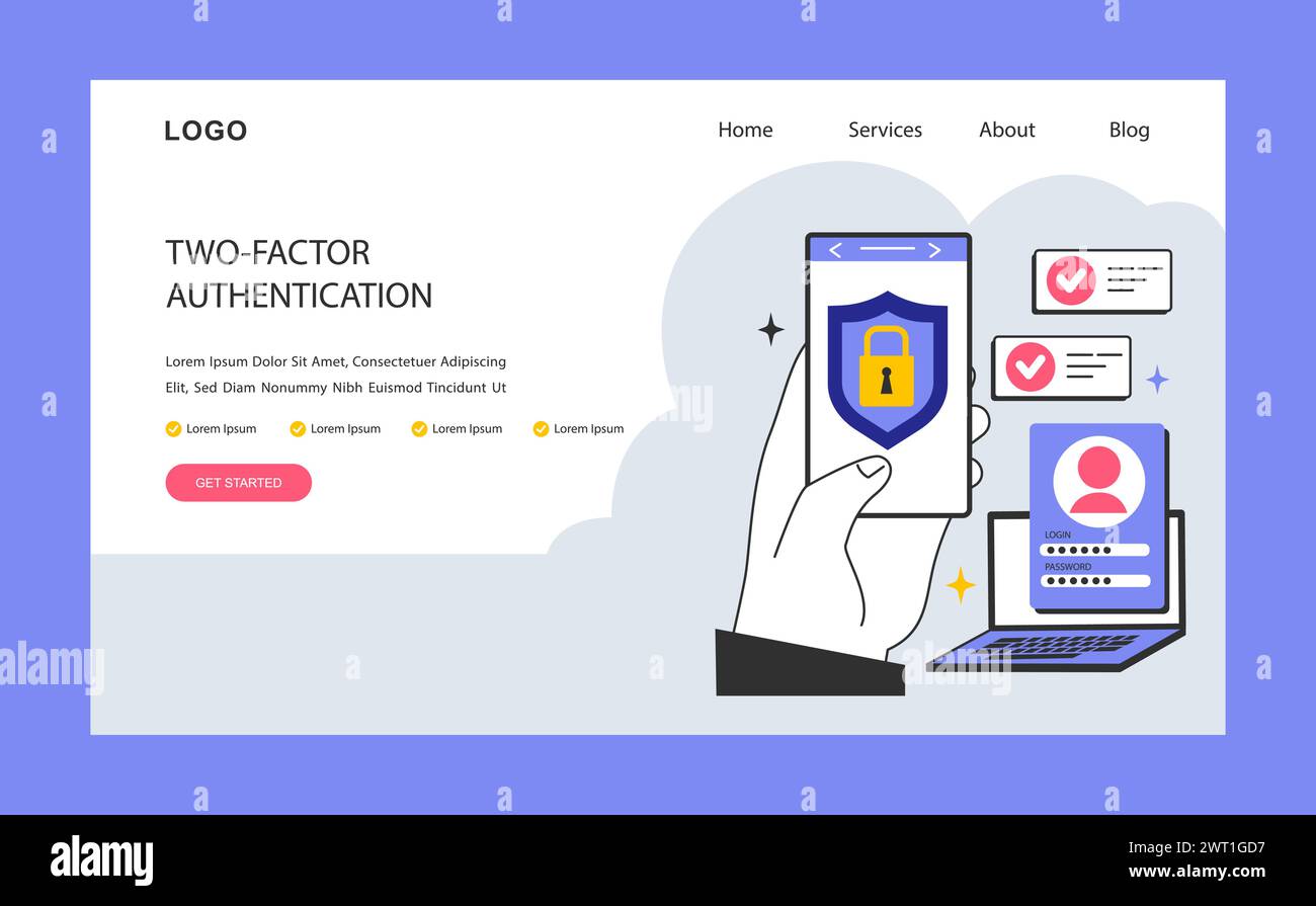 Two Factor Authentication Web Banner Or Landing Page Profile And Account Security Login And