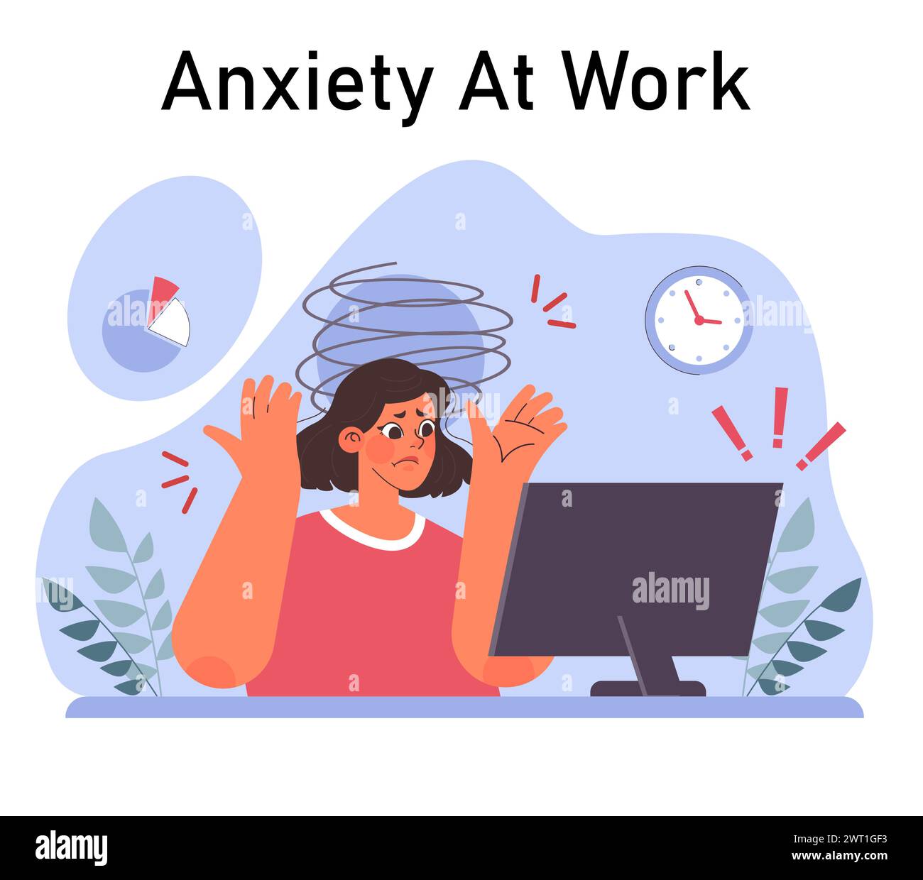Anxiety. Character mental health issues. Woman coping with ...