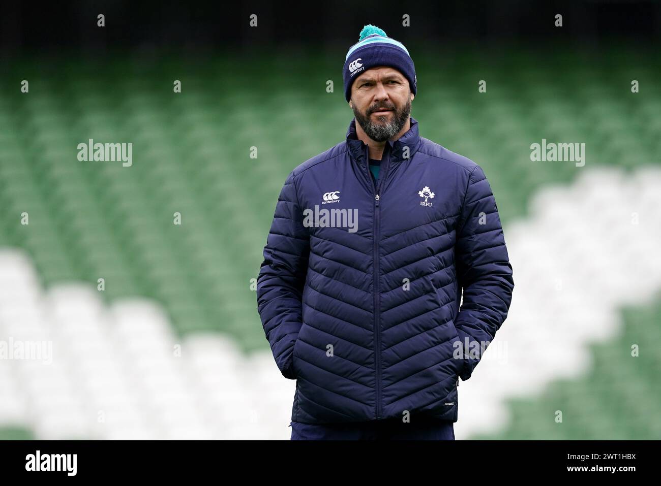 Ireland head coach Andy Farrell during the team run at the Aviva Stadium, Dublin. Picture date ...