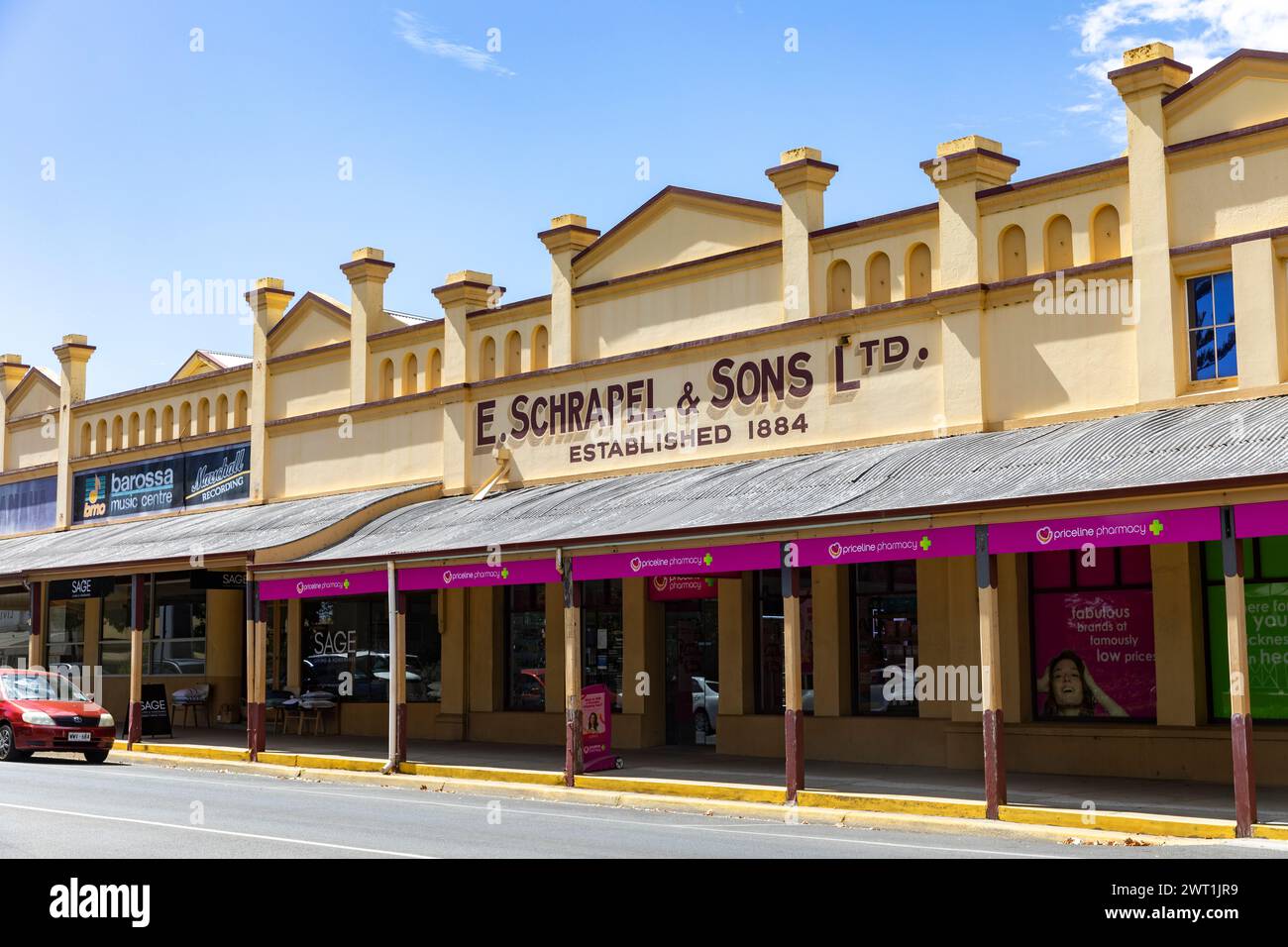 Tanunda town centre in the Barossa Valley, historic heritage building E ...