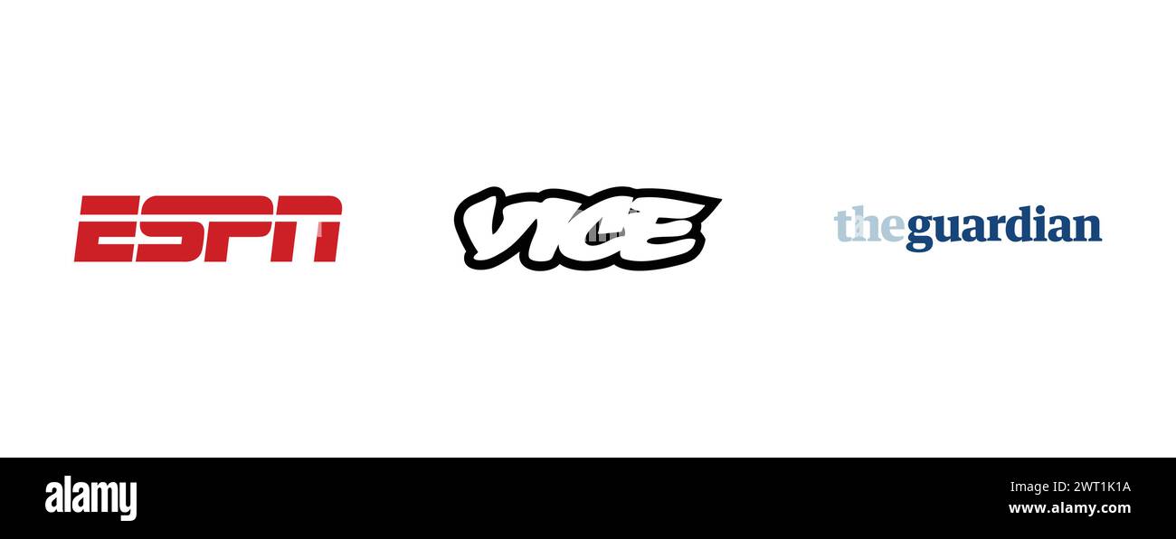 ESPN, The Guardian, Vice. Vector brand logo collection Stock Vector ...