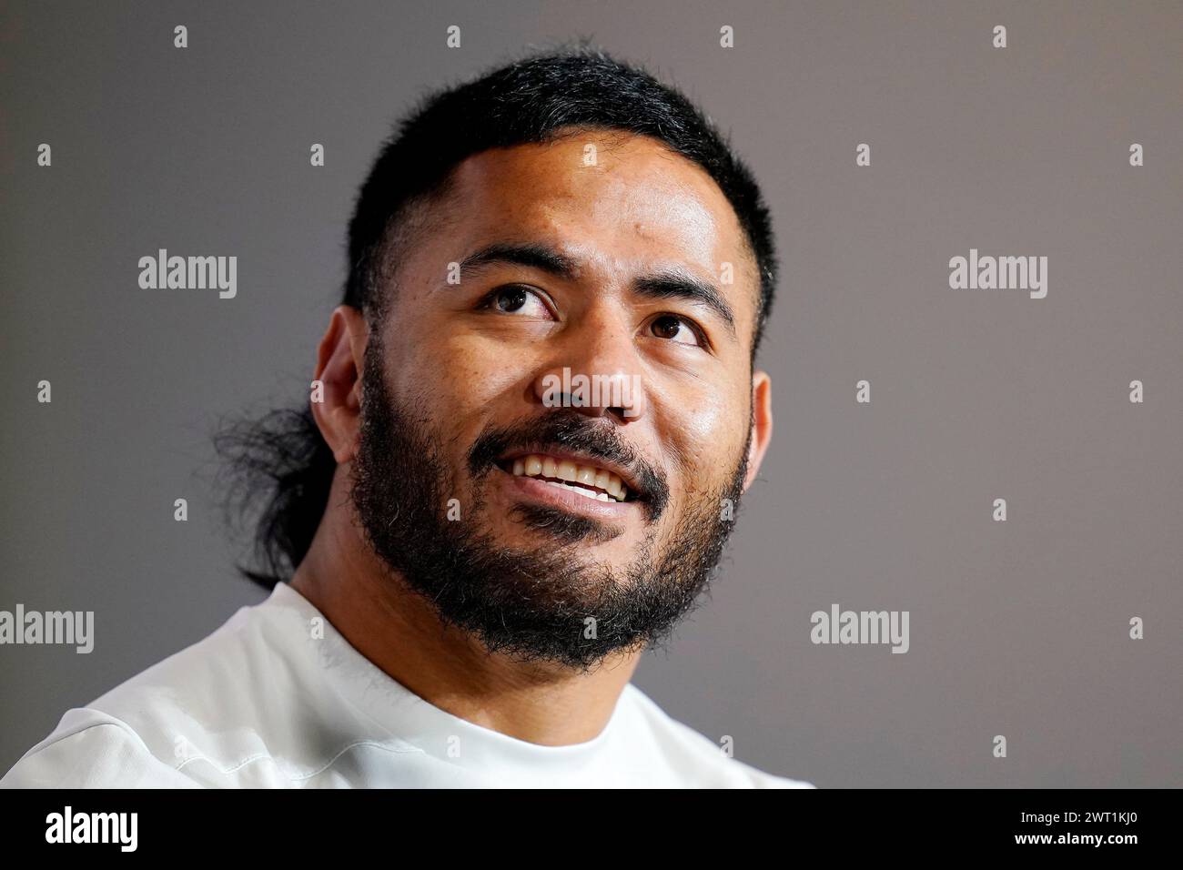 England’s Manu Tuilagi during a press conference at the Groupama ...